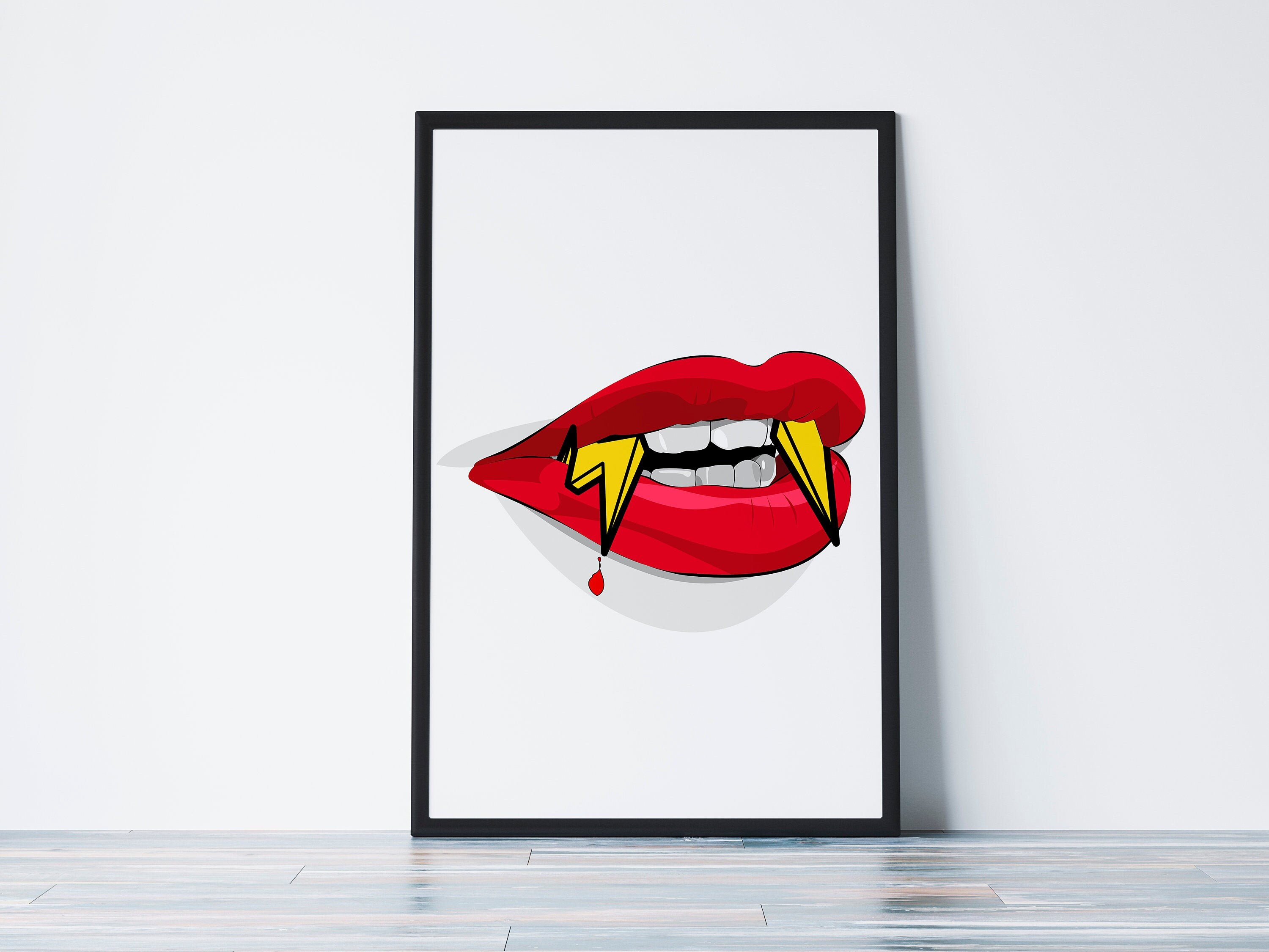 Preppy Lips Wall ArtPreppy Halloween Art PrintPreppy | Etsy
