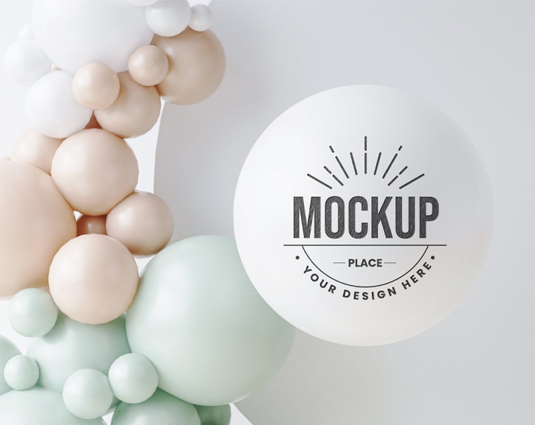 Party Balloon Mockup, Round Balloon Decal Mockup, Balloon Garland ...