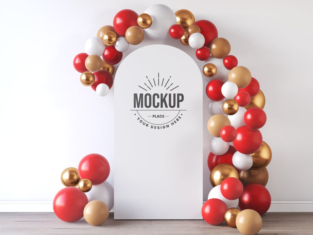 Backdrop Stand Mockup, Balloon Garland Mockup, Christmas Mockup, Party ...