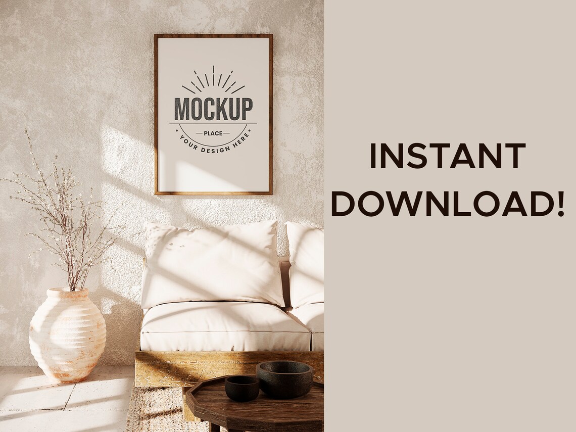 Mock up Frame in Farmhouse Style Interior Background | Etsy