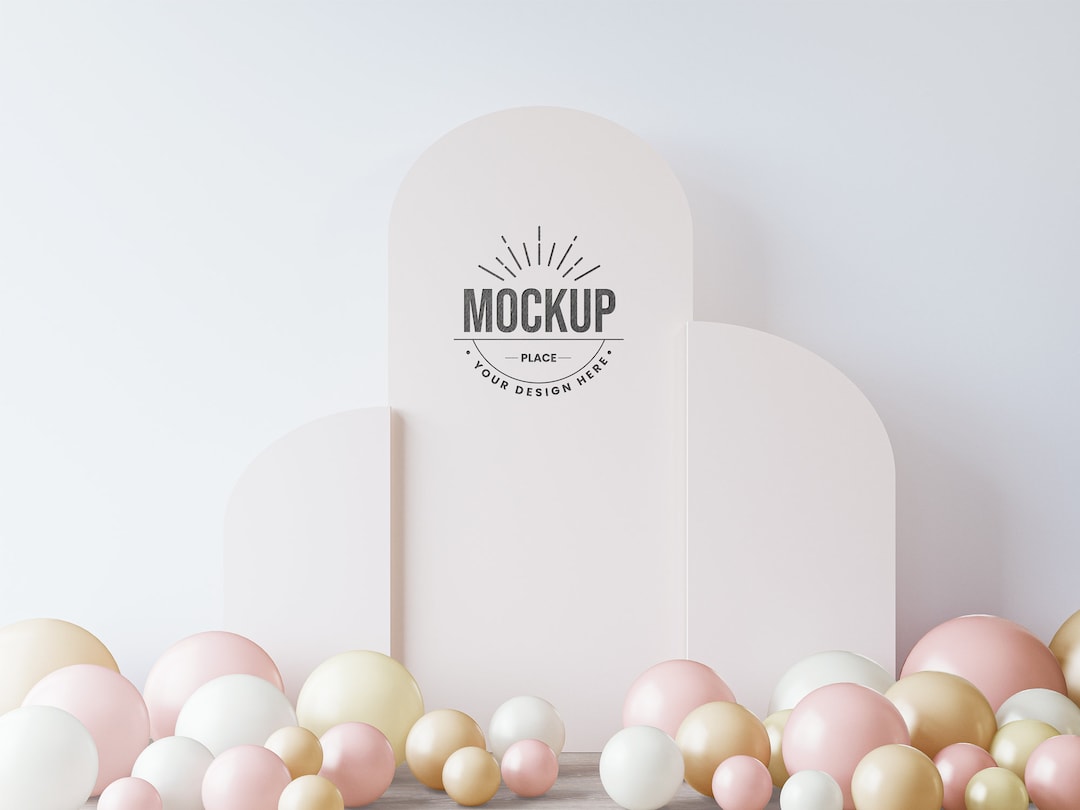 Balloon Mockup, Decoration Backdrop Stands Mockup, Balloon Decor Mockup ...