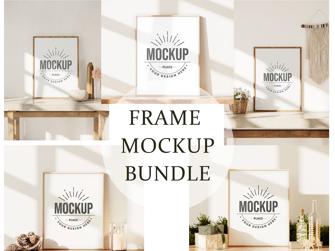 8x10 Frame Mockup, Mockup Bundle, Five Wooden Frame Mockups, Wall Art ...