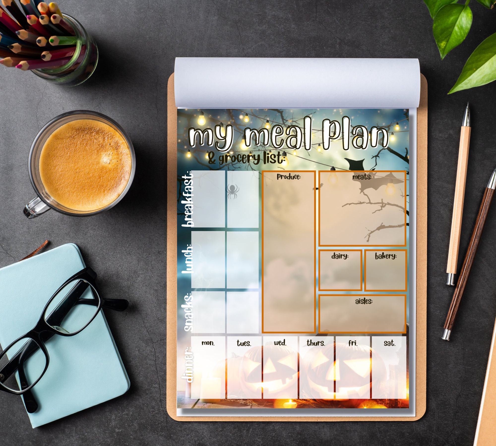 Spooky Meal Plan & Grocery List Template - Etsy