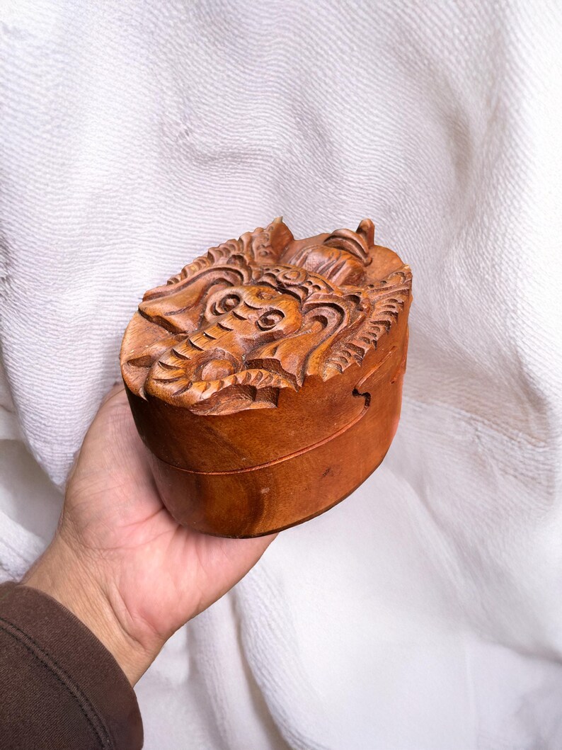 Hand-carved Suar Wood Trinket Box: Balinese Ganesha, Buddha & Monk - Etsy
