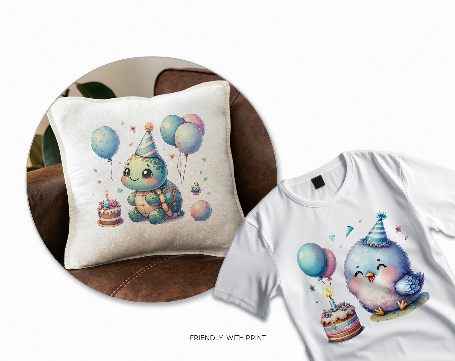 Watercolor Animal Happy Birthday Clipart Set, Birthday Party SVG ...