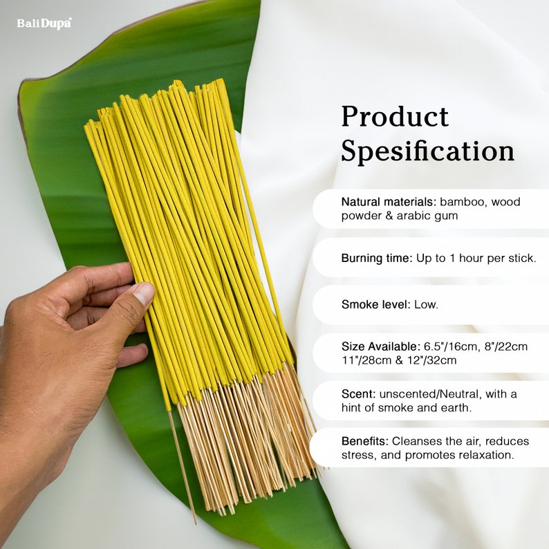 Yellow Unscented Incense, Raw, Plain & Unfragranced Sticks With Premium ...