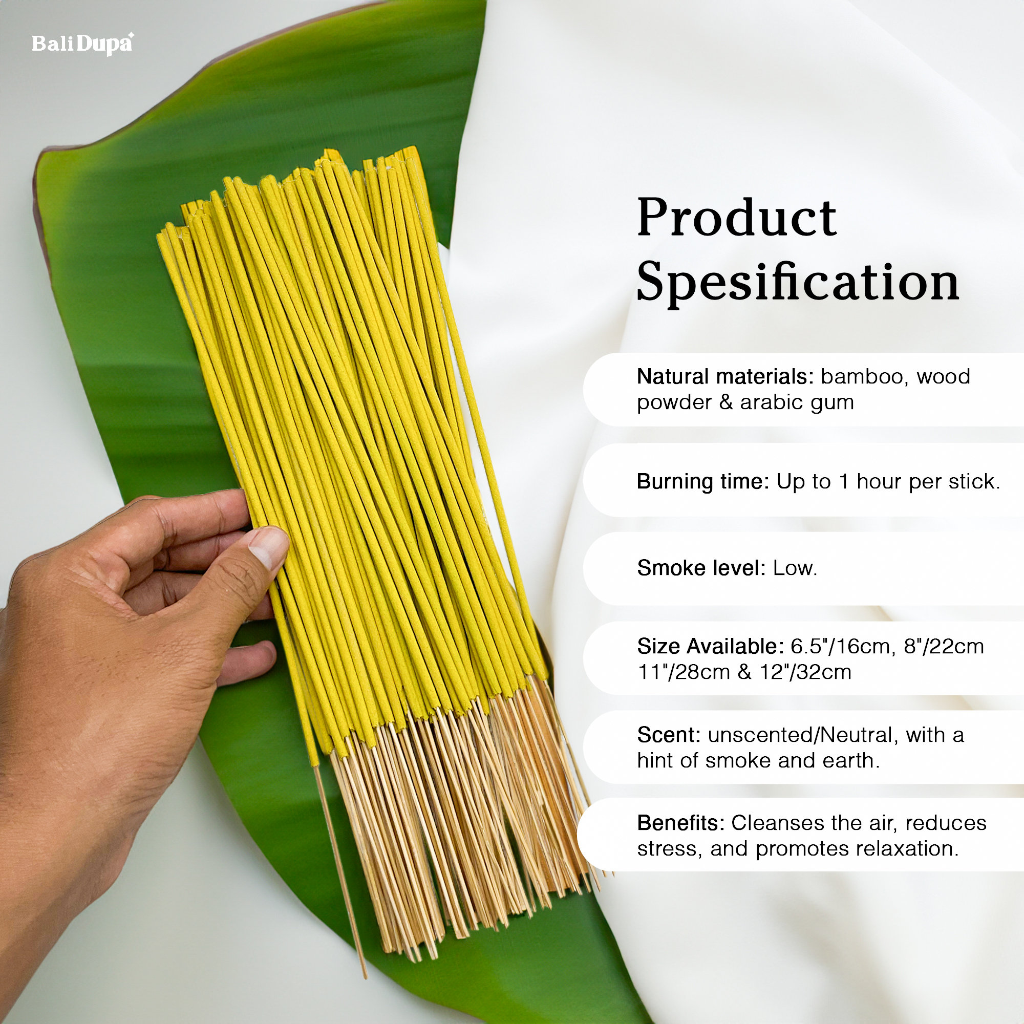 Yellow Unscented Incense, Raw, Plain & Unfragranced Sticks With Premium ...