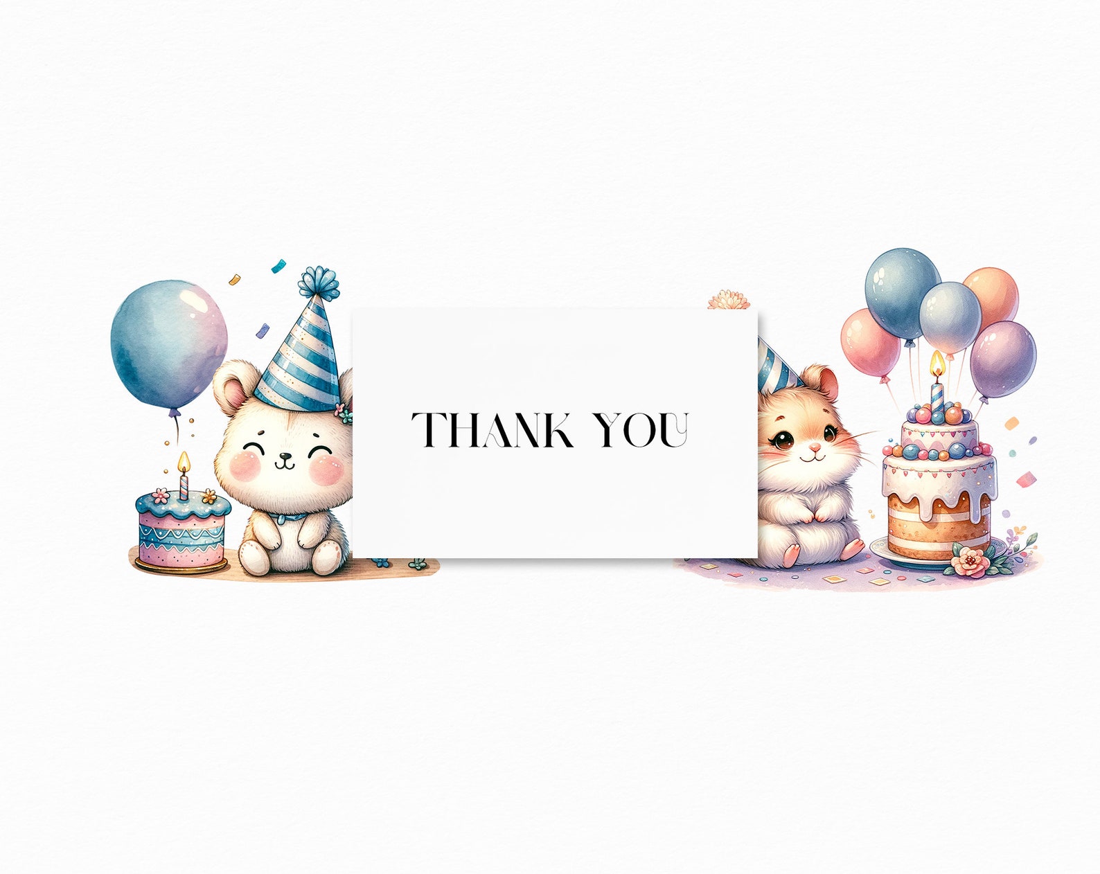 Watercolor Animal Happy Birthday Clipart Set, Birthday Party SVG ...