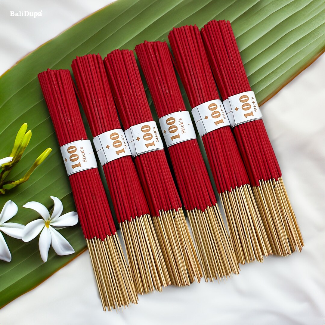 Red Incense Sticks With Bali Burner – Unscented, 100 Sticks/bundle - Etsy