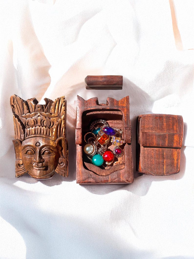 Hand-carved Suar Wood Trinket Box: Balinese Ganesha, Buddha & Monk - Etsy