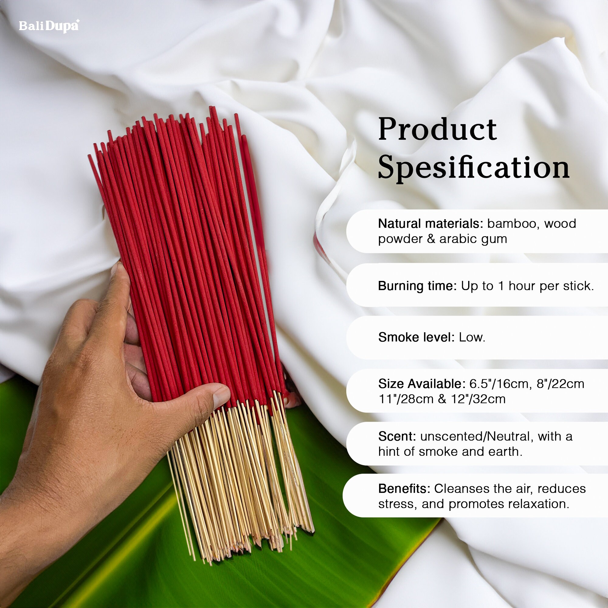 Red Incense Sticks With Bali Burner – Unscented, 100 Sticks/bundle - Etsy