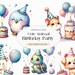 Watercolor Animal Happy Birthday Clipart Set, Birthday Party SVG ...