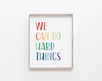 I Can Do Hard Things Rainbow Poster Print Positive | Etsy