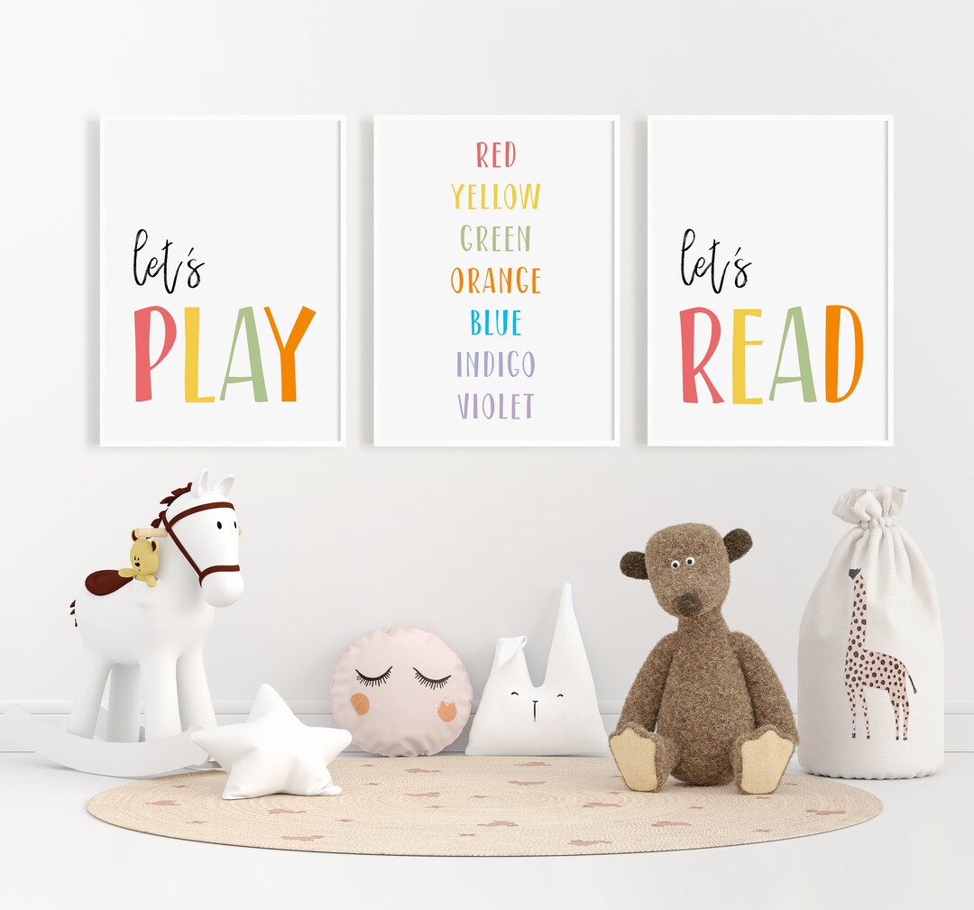 Rainbow Alphabet Numbers Colors Poster, Nursery Alphabet Print, ABC 123 ...