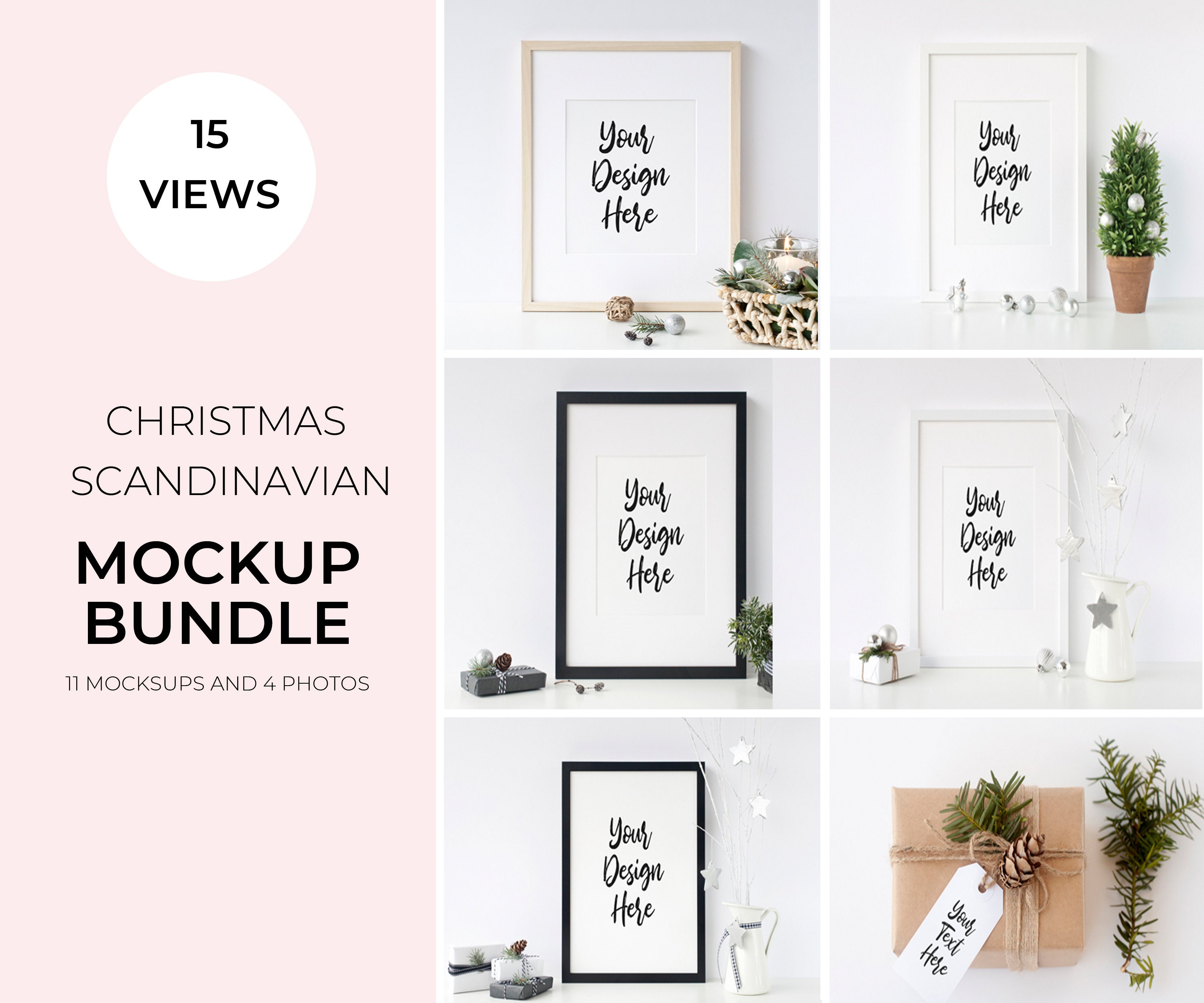 Christmas Scandinavian Mockup Framesbundle Mockuppsd - Etsy
