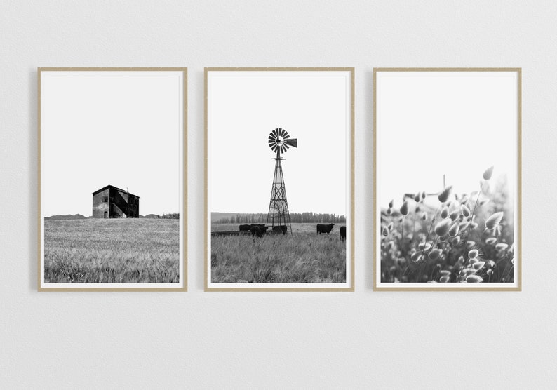 Set of 6 Farmhouse Decor Black and White Prints Barn Print - Etsy