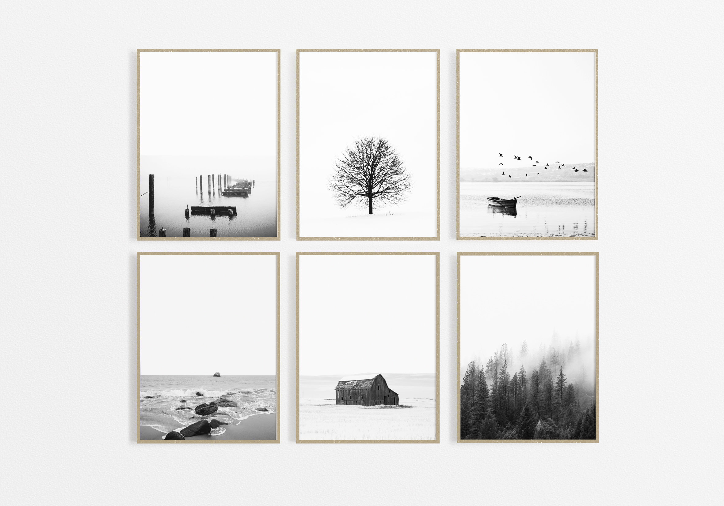 Black and White 6 Wall Art Prints Nature Prints Landscape - Etsy
