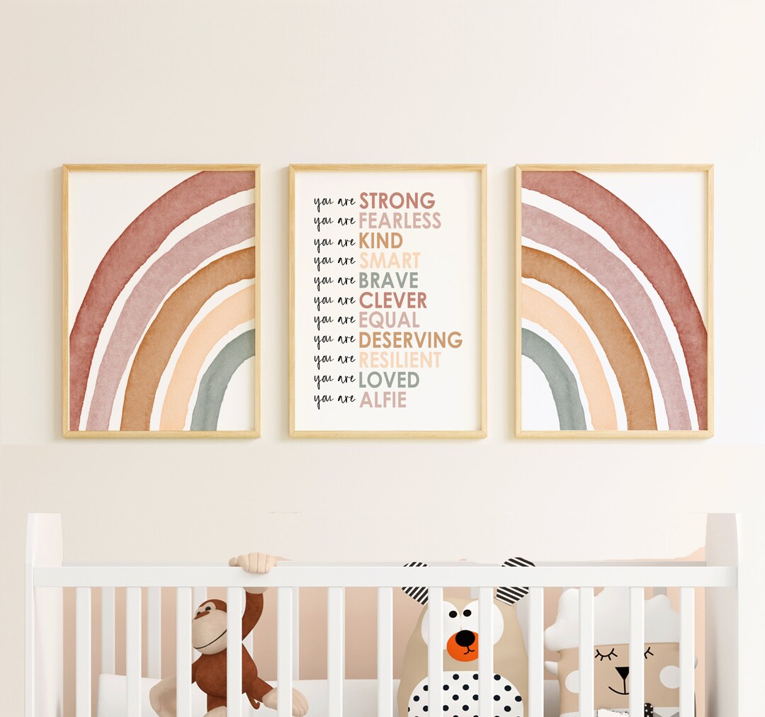 Digital File, Boho Nursery Decor Printable Wall Art, Boho Rainbow ...