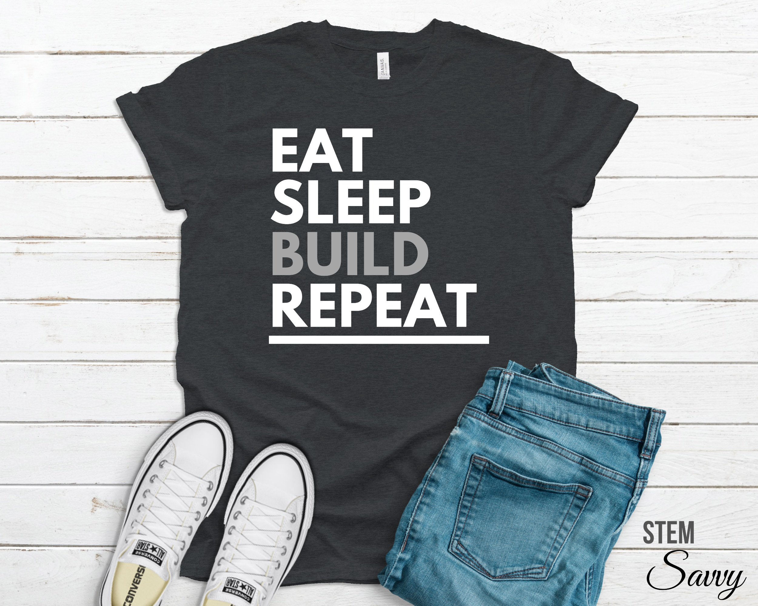 Eat Sleep Build Bella Canvas Soft Unisex Tee FIRST Robotics Team Gift ...