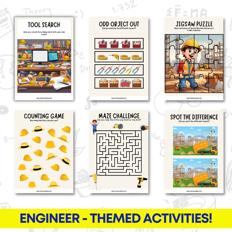 Engineer Activity Book for Kids: Printable 50 Bundle Activities Summer ...