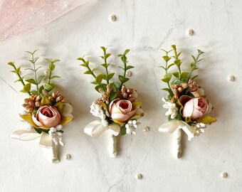 Groomsman Floral Buttonhole Wedding Peony Boutonniere Groom | Etsy