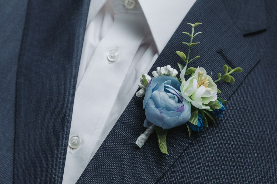 Groomsman Floral Buttonhole Wedding Peony Boutonniere Groom - Etsy