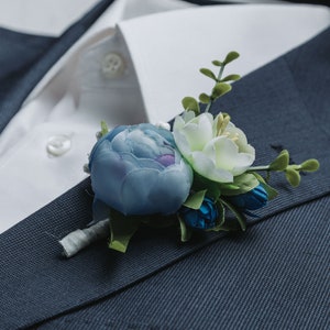 Groomsman Floral Buttonhole, Wedding Peony Boutonniere, Groom ...