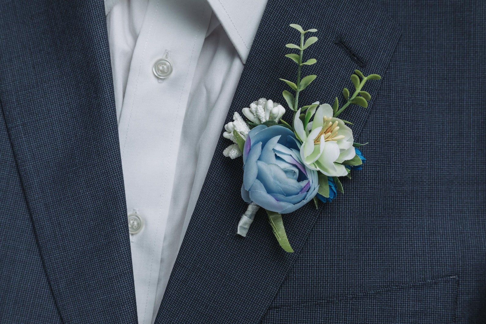 Groomsman Floral Buttonhole, Wedding Peony Boutonniere, Groom ...