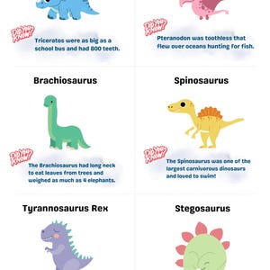 Dinosaur Bundle Poster, Fun Fact Cards for Kids, Dinosaur Poster, Kids ...