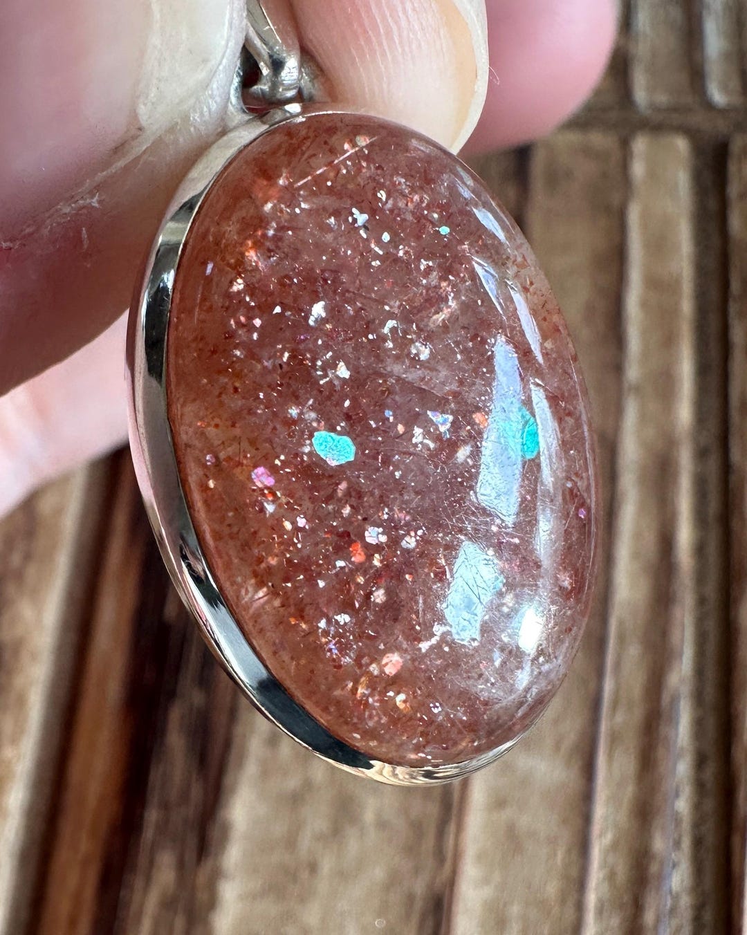 Confetti Sunstone Sterling Silver Pendant, Top Quality Gem, Sparkly ...