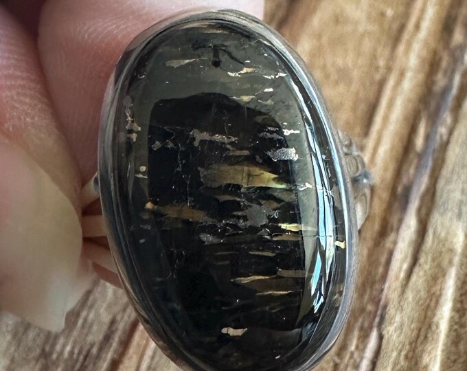 Rare Nuummite Sterling Silver Ring, Size 9, Greenland Gem, Oval ...