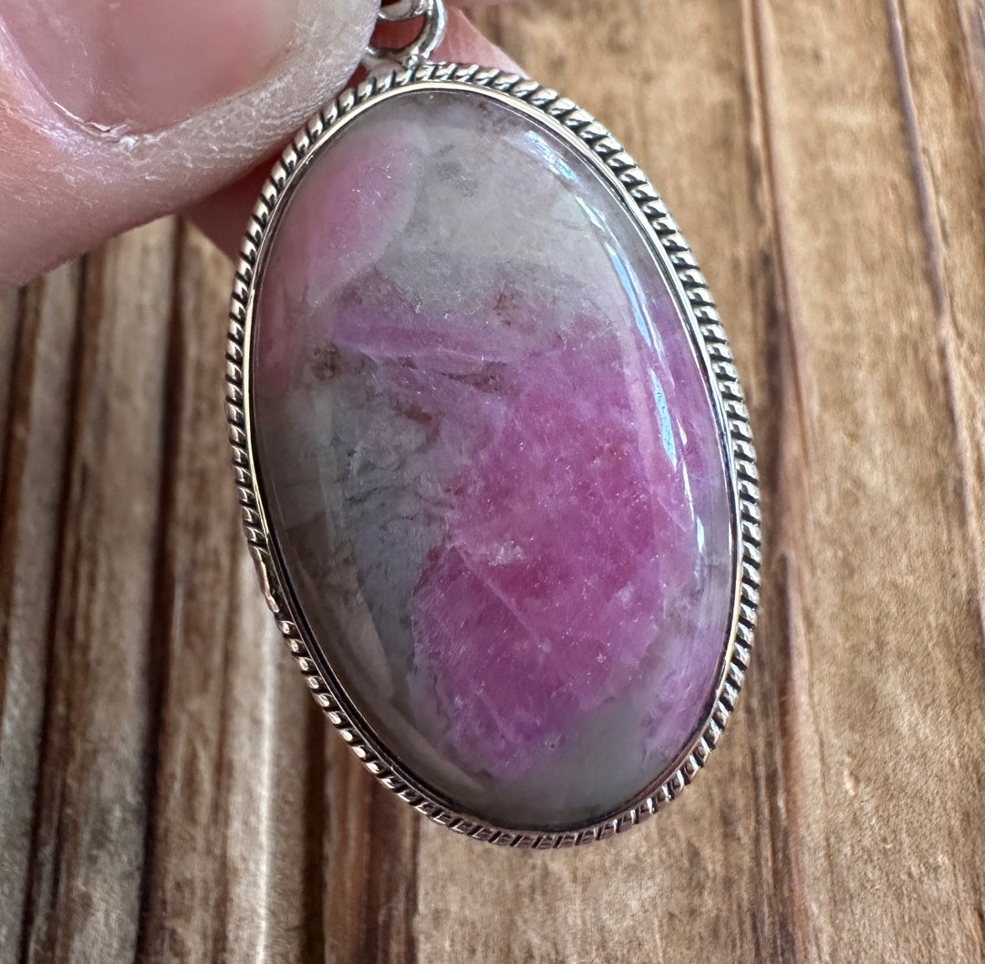 Ruby in Feldspar Sterling Silver Pendant, Oval Gem, Natural Gemstone Jewelry - Etsy
