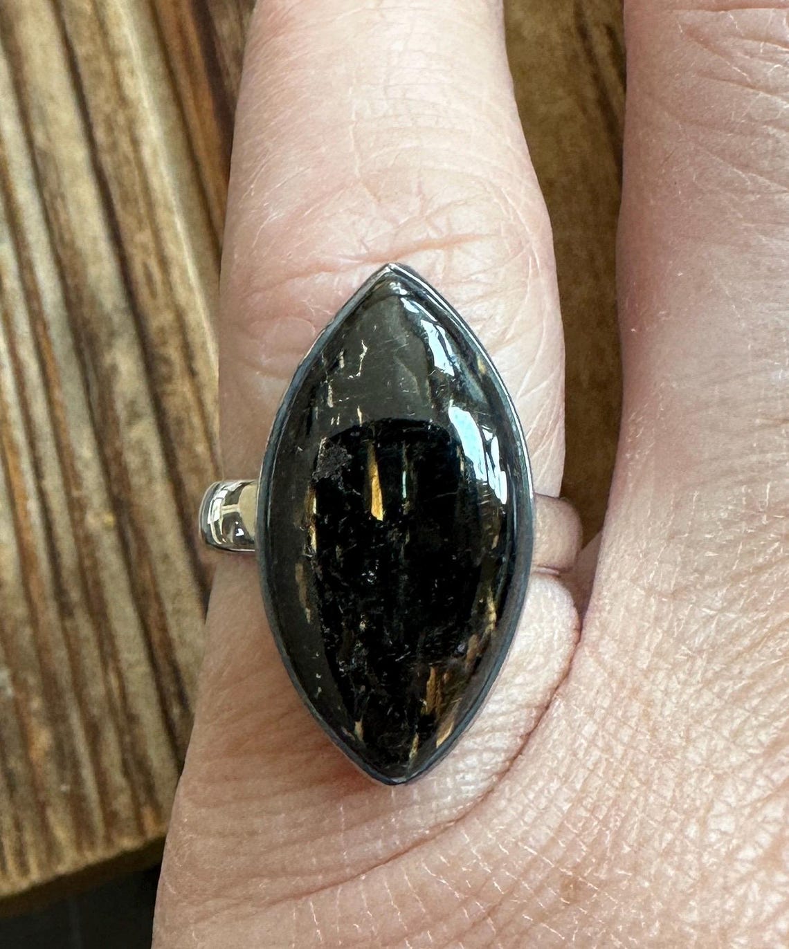 Rare Nuummite Sterling Silver Ring, Size 5.75 6, Greenland Gem ...
