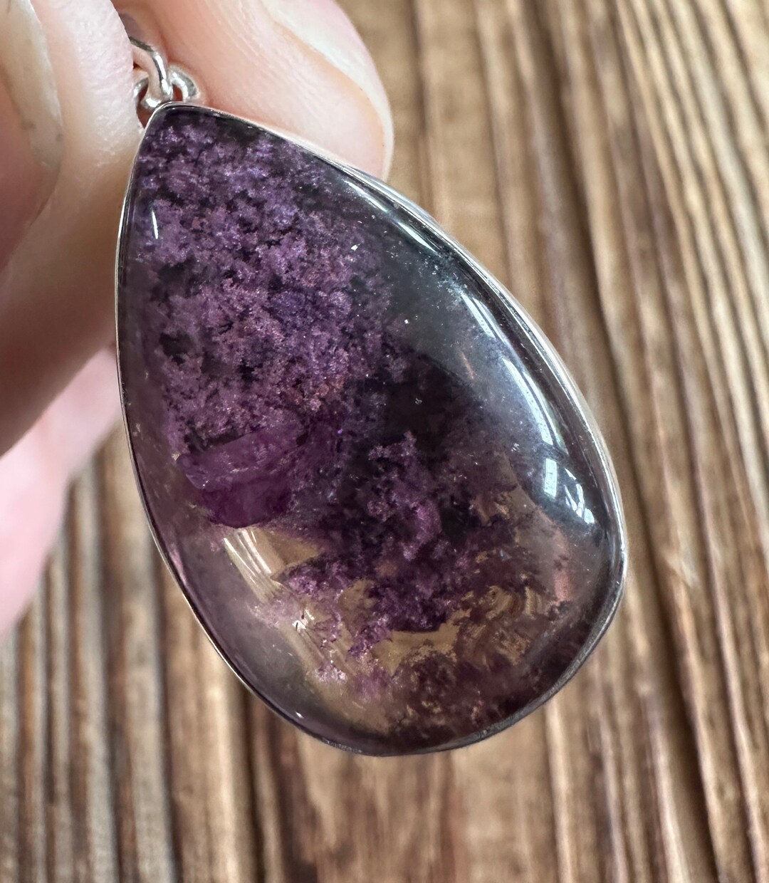 Lodolite Sterling Silver Statement Pendant, Pink Purple Scenic Quartz ...