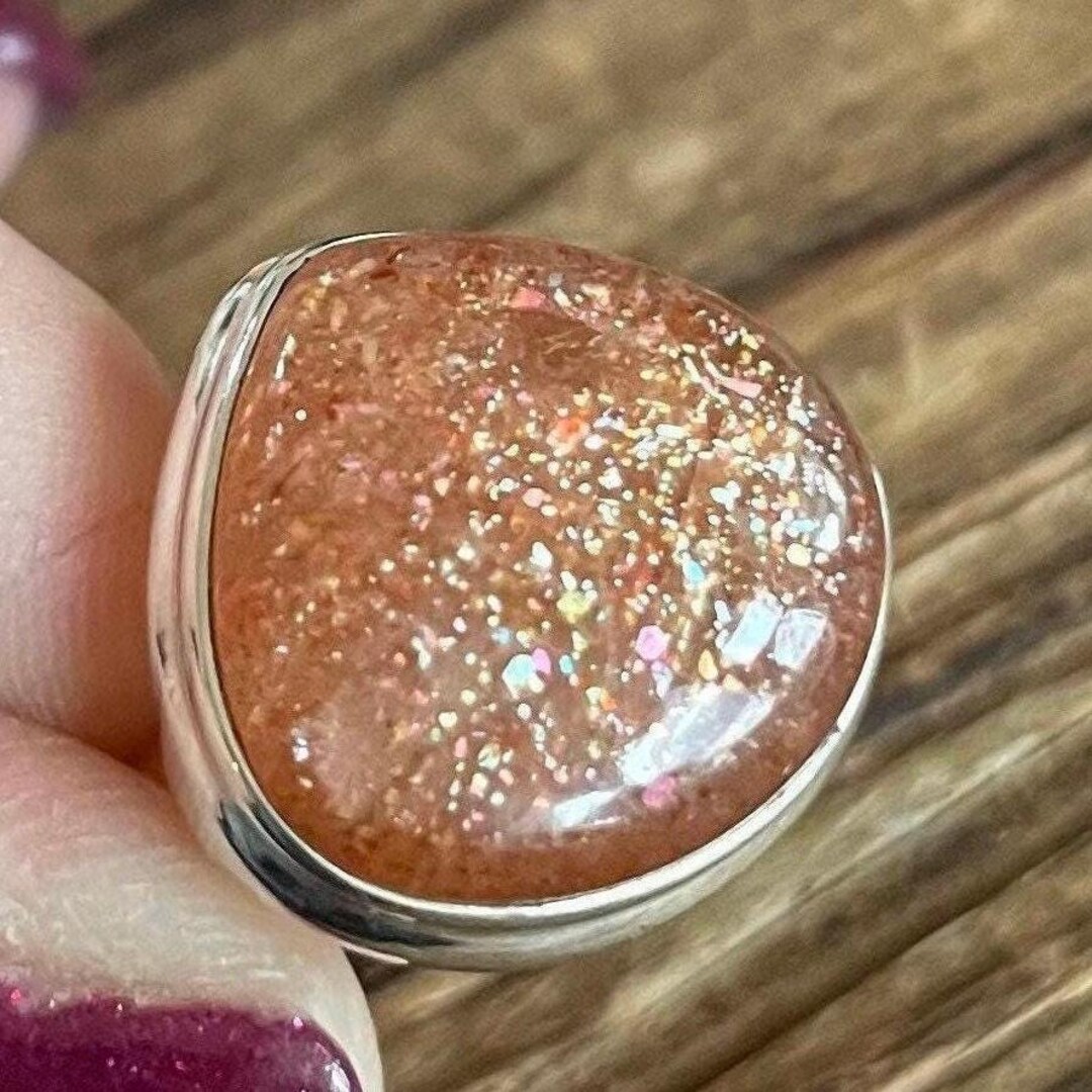 Incredible Sunstone Sterling Silver Ring, Size 9, Top Quality Gem ...