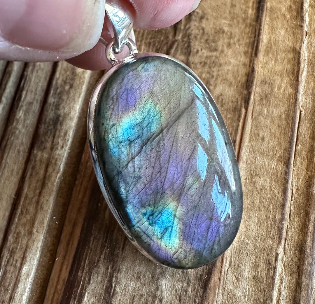 Spectrolite Labradorite Sterling Silver Statement Pendant, Purple Blue ...