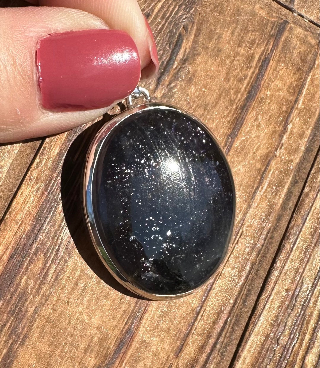 Iolite Sunstone Sterling Silver Pendant, India Gemstone, Rare Gem ...