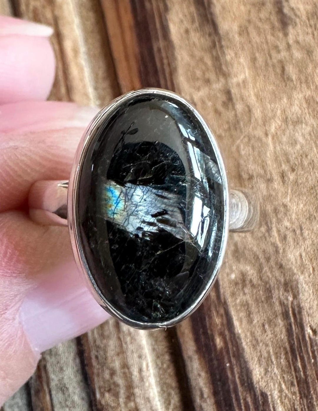 Rare Nuummite Sterling Silver Ring, Size 8, Greenland Gem, Oval ...