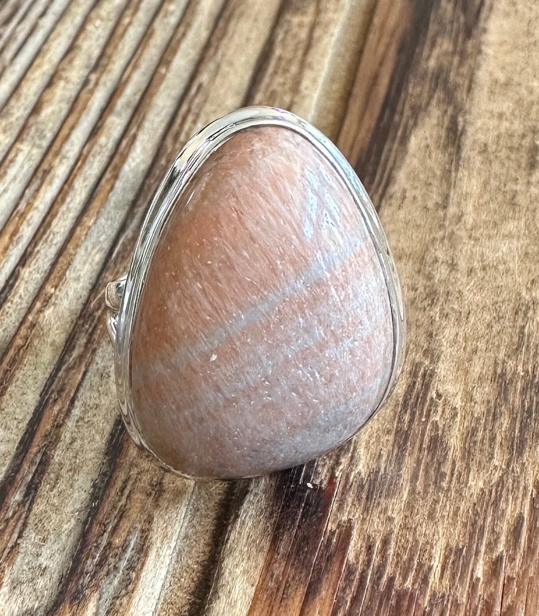 Celestobarite Sterling Silver Ring, Size 7.5, Rare Calcite Barite Gem ...