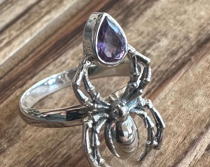 Amethyst Black Widow Spider Sterling Silver Ring, Faceted Purple Gem ...
