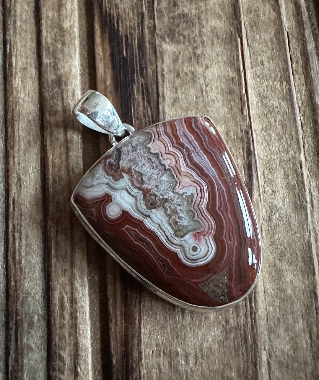 Laguna Lace Agate Sterling Silver Pendant, Mexican Gemstone, Banded Gem ...