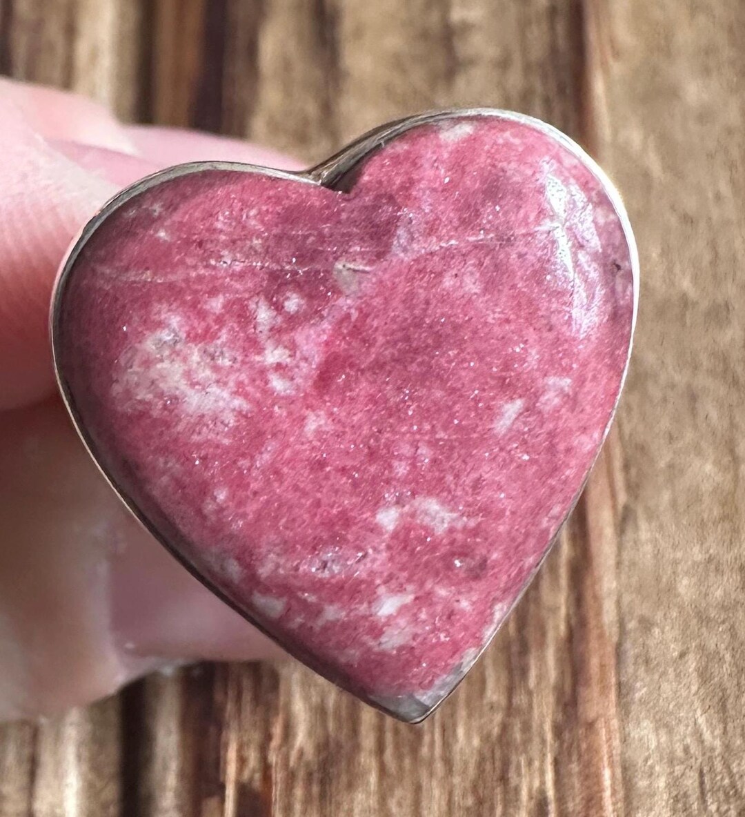Thulite Sterling Silver Ring, Size 9.5, Norway Gem, Pink Heart Gemstone ...