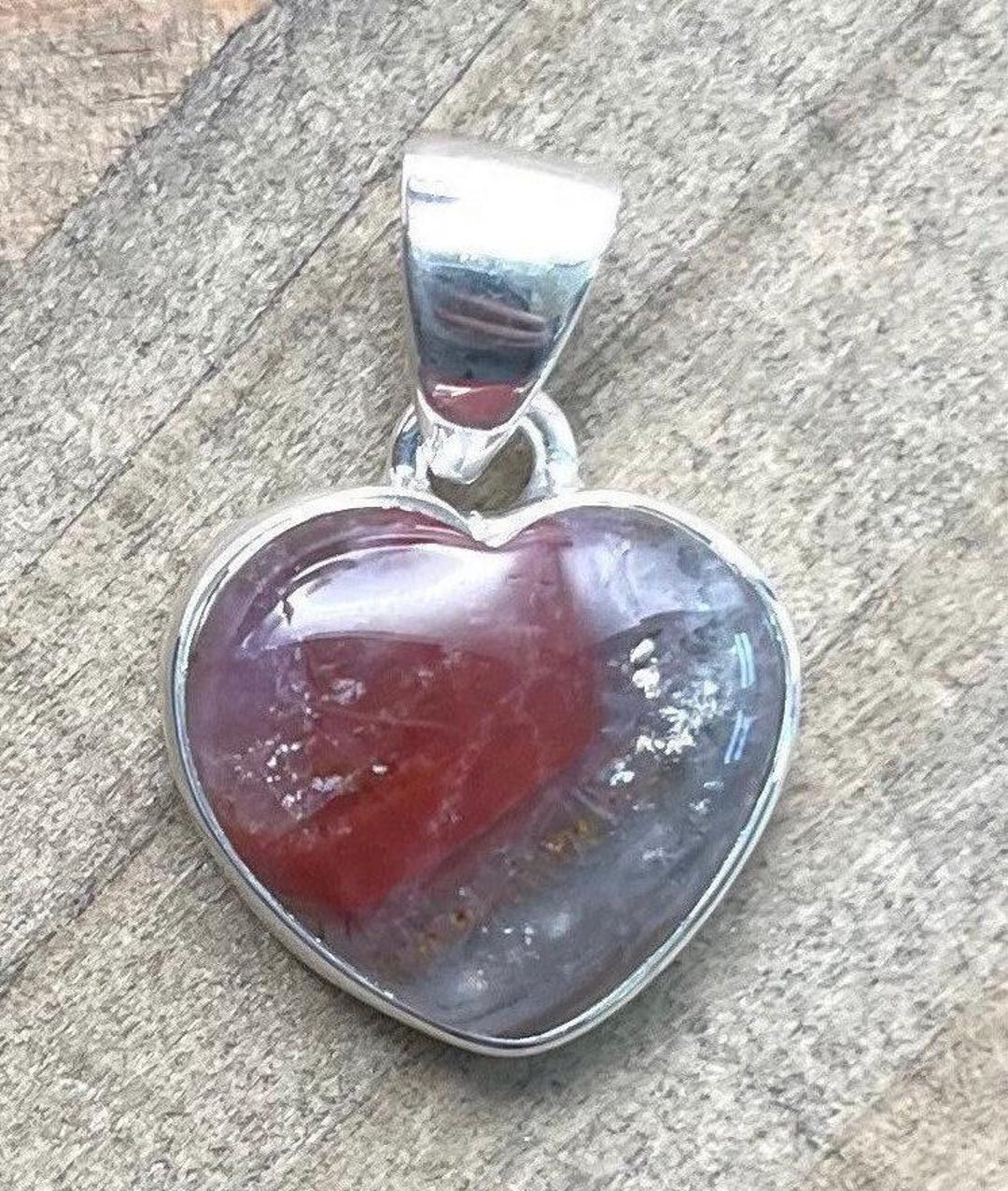 Super Seven Sterling Silver Petite Heart Pendant, Sacred Seven Gem ...