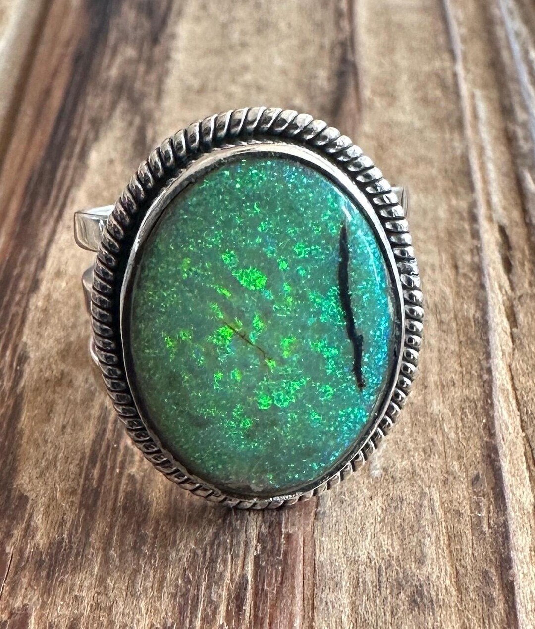 Monarch Opal Sterling Silver Ring, Size 7.5, Sterling Opal Oval Gem ...