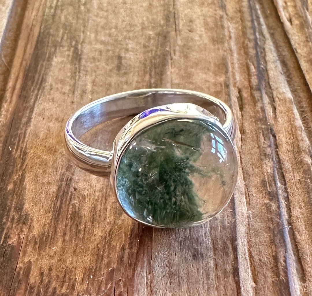 Green Lodolite Sterling Silver Ring Size 11.5 Scenic Garden - Etsy