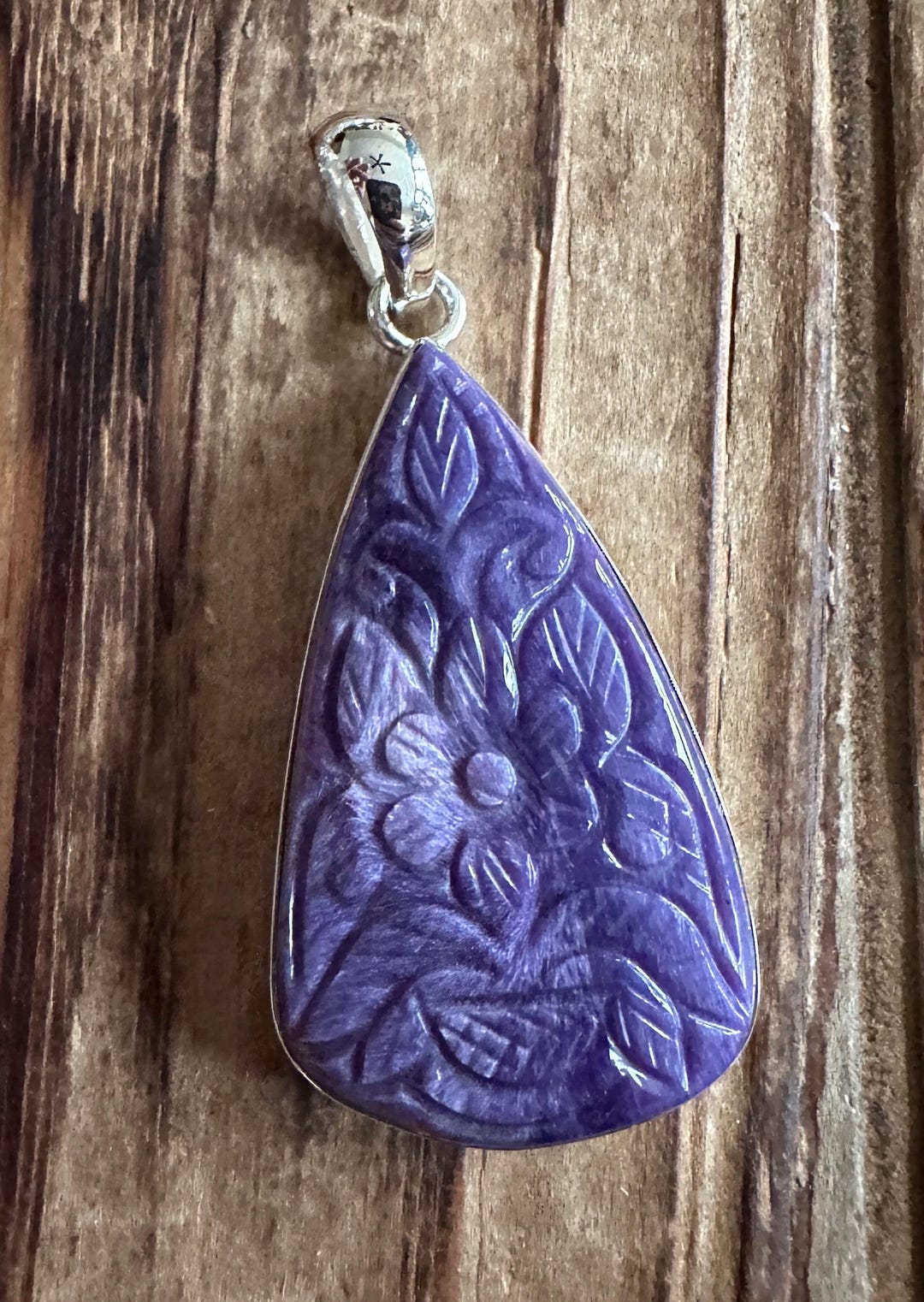 Incredibly Rare Hand Carved Charoite Sterling Silver Pendant, Russian ...