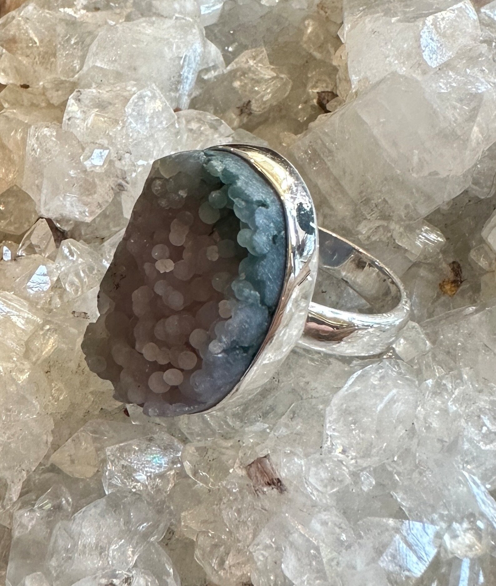 Rare Green Grape Agate Sterling Silver Ring, Size 7.5, Indonesian Gem ...