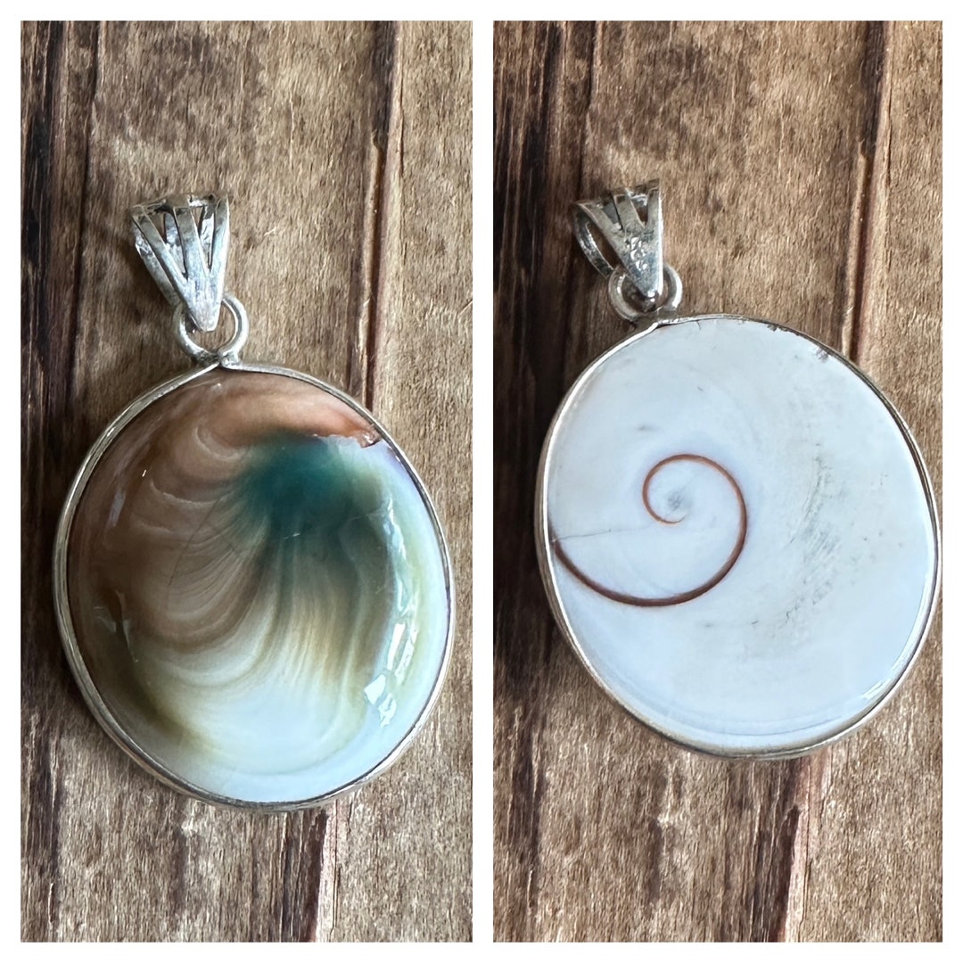 Shiva Eye Shell Sterling Silver Pendant, Eye of Shiva Shell Gemstone ...