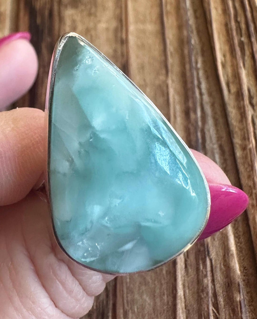Hemimorphite Sterling Silver Ring, Size 9, Blue Green Teardrop Pear Gem ...
