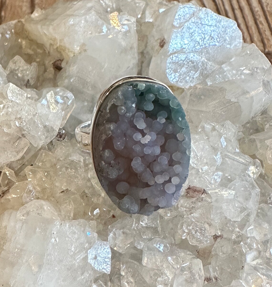 Rare Green Grape Agate Sterling Silver Ring, Size 7.5, Indonesian Gem ...